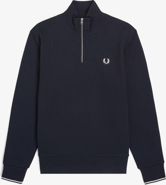 Fred Perry Sweat-Troyer mit Logo-Aufnäher und Kontrastbündchen in
