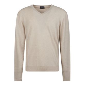 Drumohr Pull Col V en Cachemire - Homme - Pulls - Beige - Taille: XL
