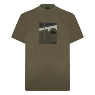 HUGO BOSS Homme, Tops, Vert, Taille: XL T-shirt en coton avec imprim&eacute;