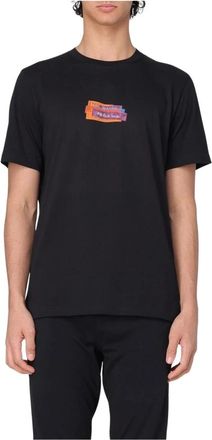 Paul Smith Homme, Tops, Noir, Taille: M Abstract Print Short Sleeve Tee