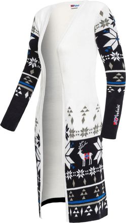 Nebulus Damen Jacke NOORS, warme Strickjacke, Strickmantel im Norweger-Style, wei&szlig;-schwarz - XXL/44