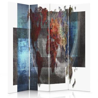 Feeby Frames. Raumteiler, Gedruckten auf Canvas, Leinwand Wandschirme, dekorative Trennwand, Paravent beidseitig, 4 teilig (145x150 cm), Weltkarte, MODERN, 