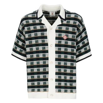 Casablanca Hemd mit Karostruktur und kurzen &Auml;rmeln - - Knitwear - Herren - Gr&uuml;n - L