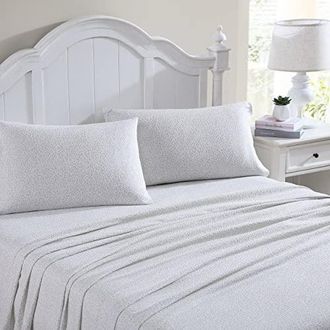 Laura Ashley Home - Draps de lit en Flanelle de Coton brossé pour Plus de Douceur et de Confort (Chelsie Vine Grey, 4 pièces, très Grand lit)