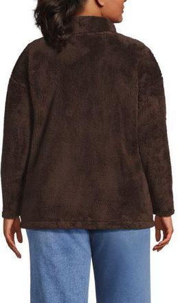 Lands End Plüschfleece-Jacke, Damen, Größe:56-58 plus, Braun, Polyester, by Lands End