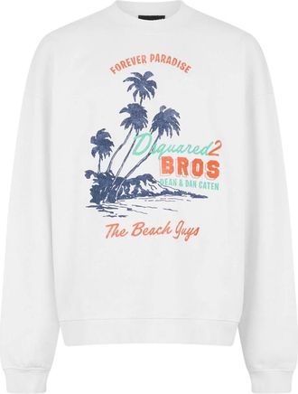 Dsquared2 Homme, Sweatshirts et sweats &agrave; capuche, Blanc, Taille: S Relax Fit Crewneck