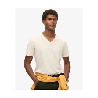 Superdry T-shirt &agrave; manches courtes en lin &agrave; encolure en V