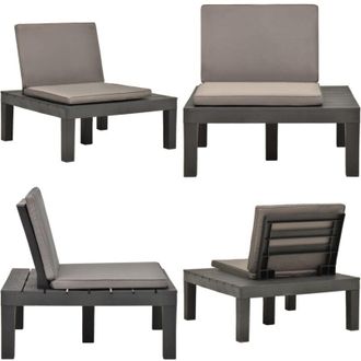 vidaXL Vidaxl - Garten-Lounge-Stuhl mit Sitzpolster Kunststoff Anthrazit - Loungeset - Gartenstuhl - Outdoorm&ouml;bel - Gartensessel - Kunststoffeinrichtung
