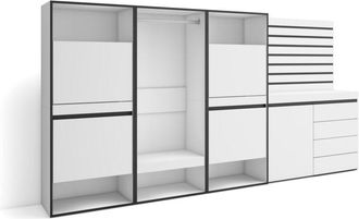 Skraut Home Skraut Home - Schuhregal, Schuhschrank, Schuhaufbewahrung, 287x145x35 cm, F&uuml;r Schlafzimmer, Zimmer, Offener Kleiderschrank, Kommode mit Schubladen