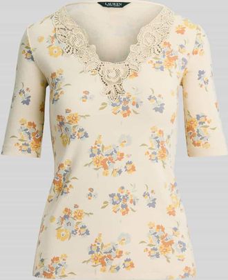 Lauren Ralph Lauren Slim Fit T-Shirt aus Baumwoll-Mix mit Spitzenbesatz
