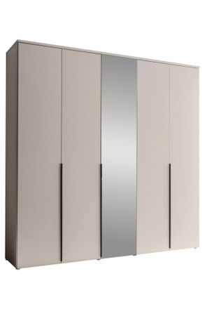 MID.YOU Mid.you Dreht&uuml;renschrank, Kaschmir, Glas, Holzwerkstoff, 3 F&auml;cher, 225x225x52 cm, Schlafzimmer, Kleiderschr&auml;nke, Kleiderschr&auml;nke mit Spiegel