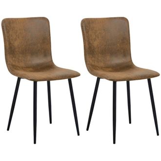 Furniture R FurnitureR Esszimmerst&uuml;hle, K&uuml;chenst&uuml;hle mit Kunstlederbezug, quadratischer R&uuml;ckenlehne und schwarzen Metallbeinen, gepolsterte St&uuml;hle im Industrial