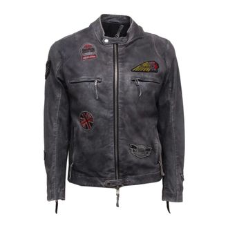 The Jack Leathers Homme, Vestes, Gris, Taille: M Veste en cuir grise Moreno+Patch Enzyme