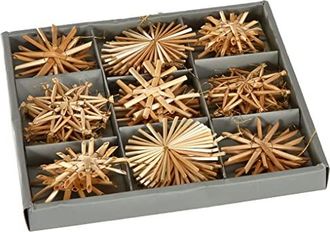 Riffelmacher & Weinberger Riffelmacher 75312 - Stroh-Sortiment, Größe je Stern ca. 6 cm, 30 Stück, Baumschmuck, Gesteck, Dekoration, Deko-Hänger, Weihnachten, Advent