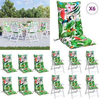 vidaXL Vidaxl - Hochlehner-Auflagen 6 Stk. Mehrfarbig Oxford-Gewebe - Hochlehner Auflagen - Gartenstuhlkissen - Sitzkissen - Balkon Deko - Garten Deko