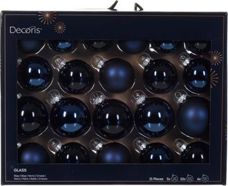 Decoris Kerstbal Glas d7 cm nblw Ass 21st kerst - Decoris