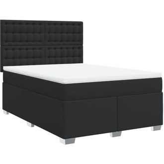 vidaXL Vidaxl - Boxspringbett mit Matratze Schwarz 140x200 cm Kunstleder