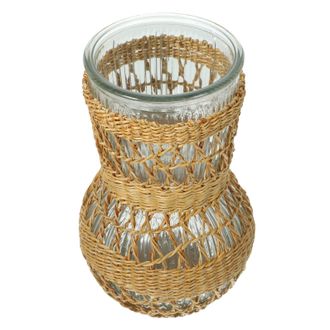 NUOBESTY Rattan Geflochtene Blumenvase Dekorativer Pflanzenbeh&auml;lter f&uuml;r Frisch Trockenblumen Nat&uuml;rliche Tischvase Handgefertigt Elegante Landhausstil Deko f&uuml;r 