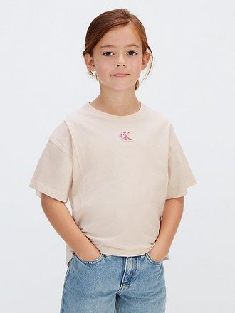 Calvin Klein T-shirt Mit Pintuck-detail - Pearl 12-1304 Tcx - M&auml;dchen - 10 Jahre (140 cm)