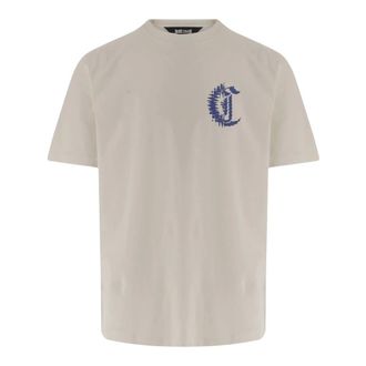 Just Cavalli Homme, Tops, Blanc, Taille: XL T-shirt en coton avec imprim&eacute; graphique