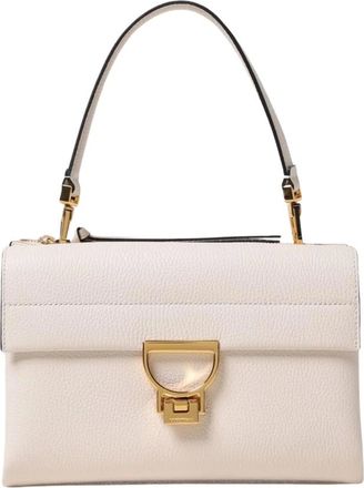 Coccinelle Femme, Sacs, Blanc, Taille: ONE Size Sac &agrave; Main en Cuir Poign&eacute;e Haut Fermeture Iconique