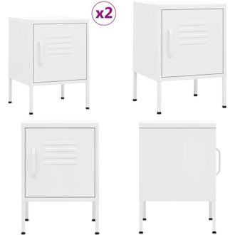 vidaXL Nachttische 2 Stk. Wei&szlig; 35x35x51 cm Stahl - Nachttisch - Schreibtisch - Wohnzimmer Dekoration - Wei&szlig;er Nachttisch - Stahl Nachttisch - Home & Living