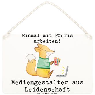 Mr. & Mrs. Panda Schild Mediengestalter Leidenschaft DIN A6 - Geschenk, Designer, T&uuml;rschild, Wandbild Holz, Grafiker, Spruch, Lustig, Dekobrett, wandtafel, K&uuml;chenschil