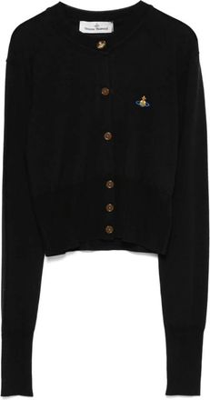 Vivienne Westwood Femme, Pulls, Noir, Taille: 38 FR Pull Col Rond Noir avec Logo Orb