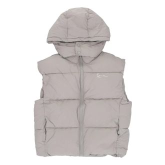 Karl Kani Homme, Vestes, Gris, Taille: M Gilet Puffer Signature avec Capuche Ajustable