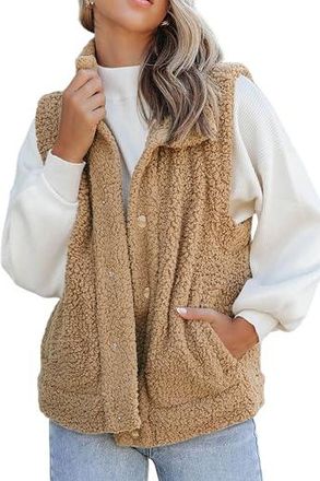 Feoya Gilet Veste Polaire Femme Douce Chaud pour Automne Hiver Manteaux sans Manches Ski