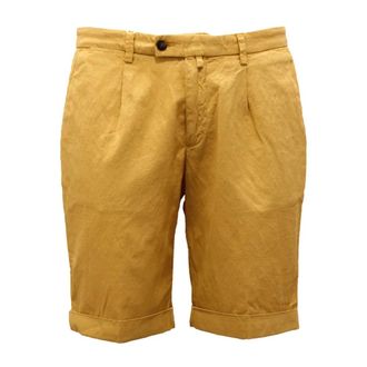 BRIGLIA 1949 Homme, Shorts, Jaune, Taille: S Shorts Bermuda Moutarde en Coton/Lin