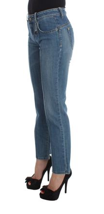 Costume National Womens Blue Cotton Slim Fit Cropped Jeans Clothing