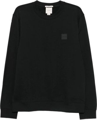 Calvin Klein Pull &agrave; col rond en molleton avec logo caoutchout&eacute; - Homme - Pulls - Noir - Taille: XL