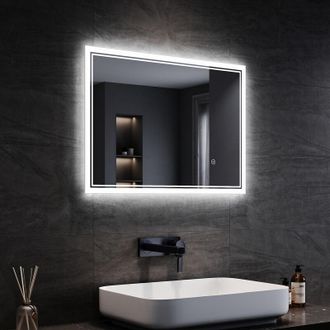 Sonni Badspiegel LED Beleuchtung Touch Schalter Klatwei&szlig; Mit Power Off Memory Funktion Energiesparend IP44 70x50cm
