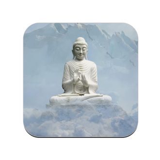 Fabulous Untersetzer aus Kork - Buddha weiß Montage Meditation Buddhismus - 6 Stück (95 x 95 mm)