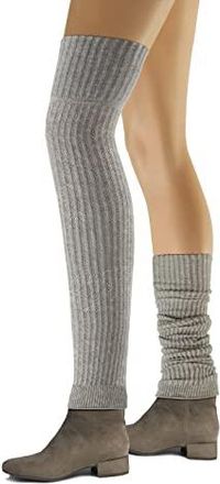 Sesto Senso Guêtres Hautes Hiver Femme Jambières Cotton Tricotés Tressée Tissage Rayé Mélange lumineux