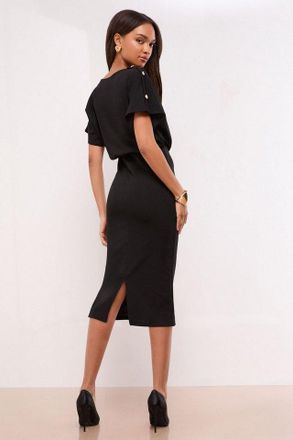 Lipsy Midikleid Lipsy Kurz&auml;rmliges enges Blouson-Midikleid, Petite (1-tlg)