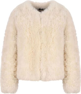 Tom Ford Femme, Vestes, Beige, Taille: 38 FR Collarless Shearling Jacket