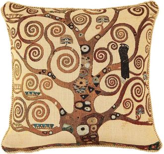 SIGNARE Gobelin-Kunst Kissenbezug inspiriert von Gustav Klimt Baum des Lebens und Kuss (Klimt - Baum des Lebens, CCOV-Art-Klimt-2)