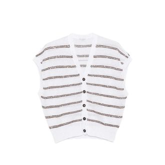 Brunello Cucinelli Sequin-embellished Striped Cardigan