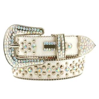 Generic Ceinture en cuir pour femme avec strass vintage avec boucle en diamant pour jeans et robes, 6, jusquà 3 mois