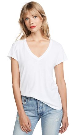 Splendid Damen Short-Sleeve V-Neck Tee T-Shirt, weiß, Klein