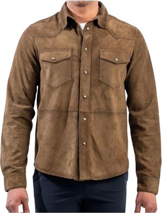 The Jack Leathers Homme, Vestes, Beige, Taille: M Newman Spring Suede Overshirt