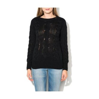 Gas Gas, Femme, Pulls, Noir, Taille: 42 FR Pull Ras du Cou en Laine