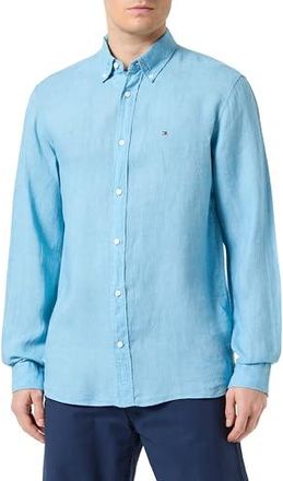 Tommy Hilfiger Chemise Homme Chemise en Lin, Bleu (Sleepy Blue), XS