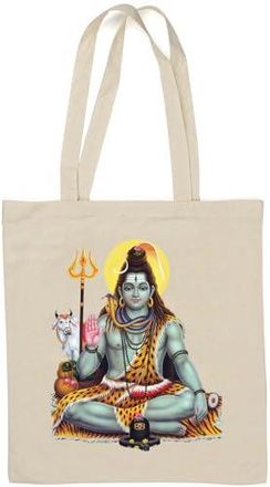 Generic Shiva Ganesha Parvati Sac fourre-tout en coton naturel Blanc