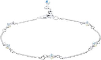 Elli Fußschmuck Damen Fußkettchen Basic mit Kristalle in 925 Sterling Silber