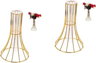BESTONZON 2 St&uuml;ck Eisen Vase Transparent Hydrokultur Pflanzgef&auml;&szlig; Modern Tischdeko f&uuml;r Minimalistisches Design f&uuml;r Pflanzenstecklinge und Goldfarbe