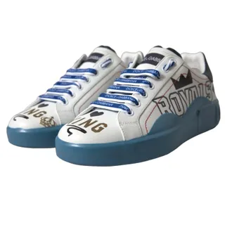 Dolce & Gabbana Mens Blue White Printed Portofino Melt Sneakers