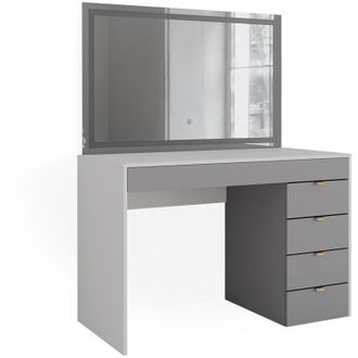 Vicco Coiffeuse Elise, Blanc/gris/gris, 115 cm avec miroir led